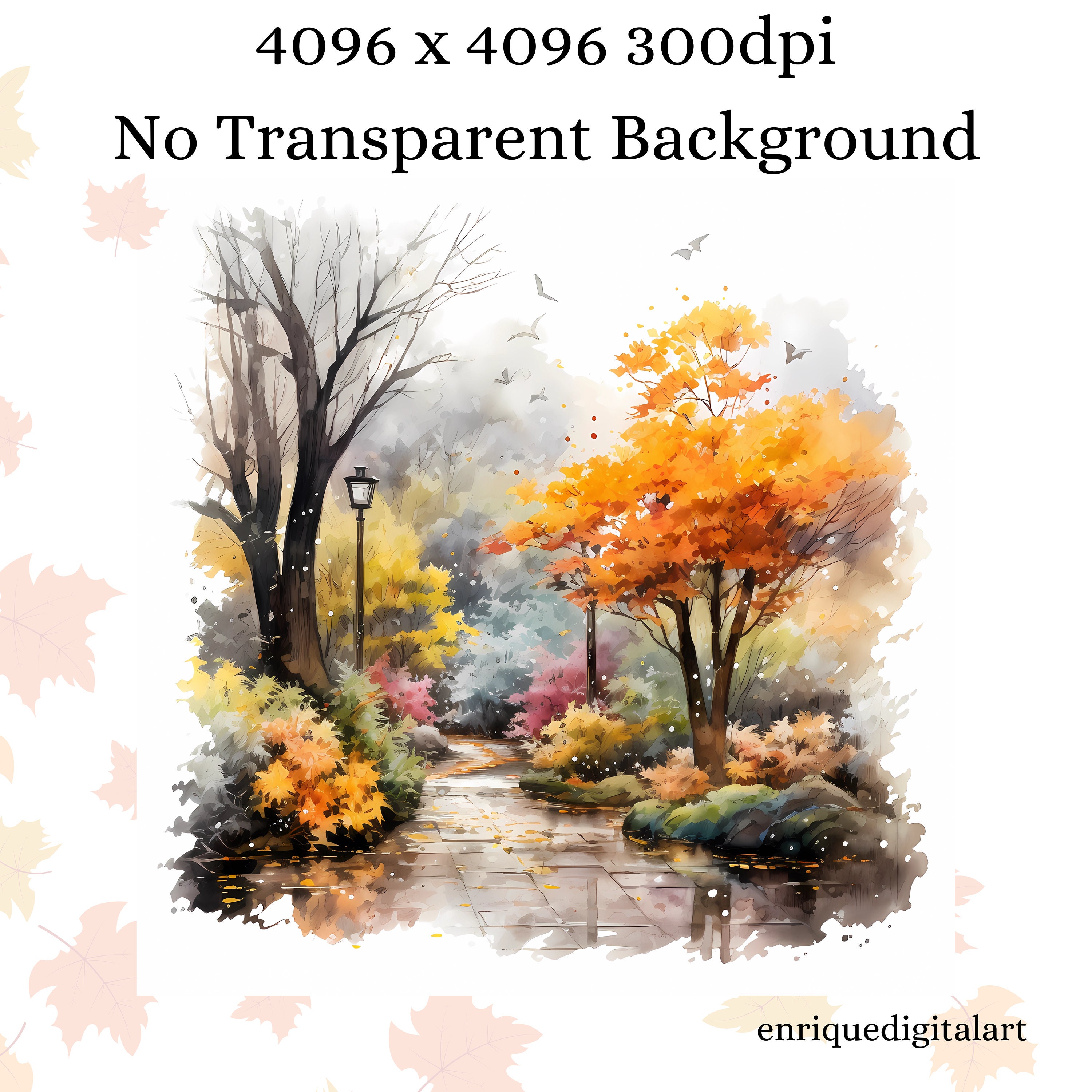 Watercolor Autumn Landscape Clipart Autumn Nature Scene - Etsy