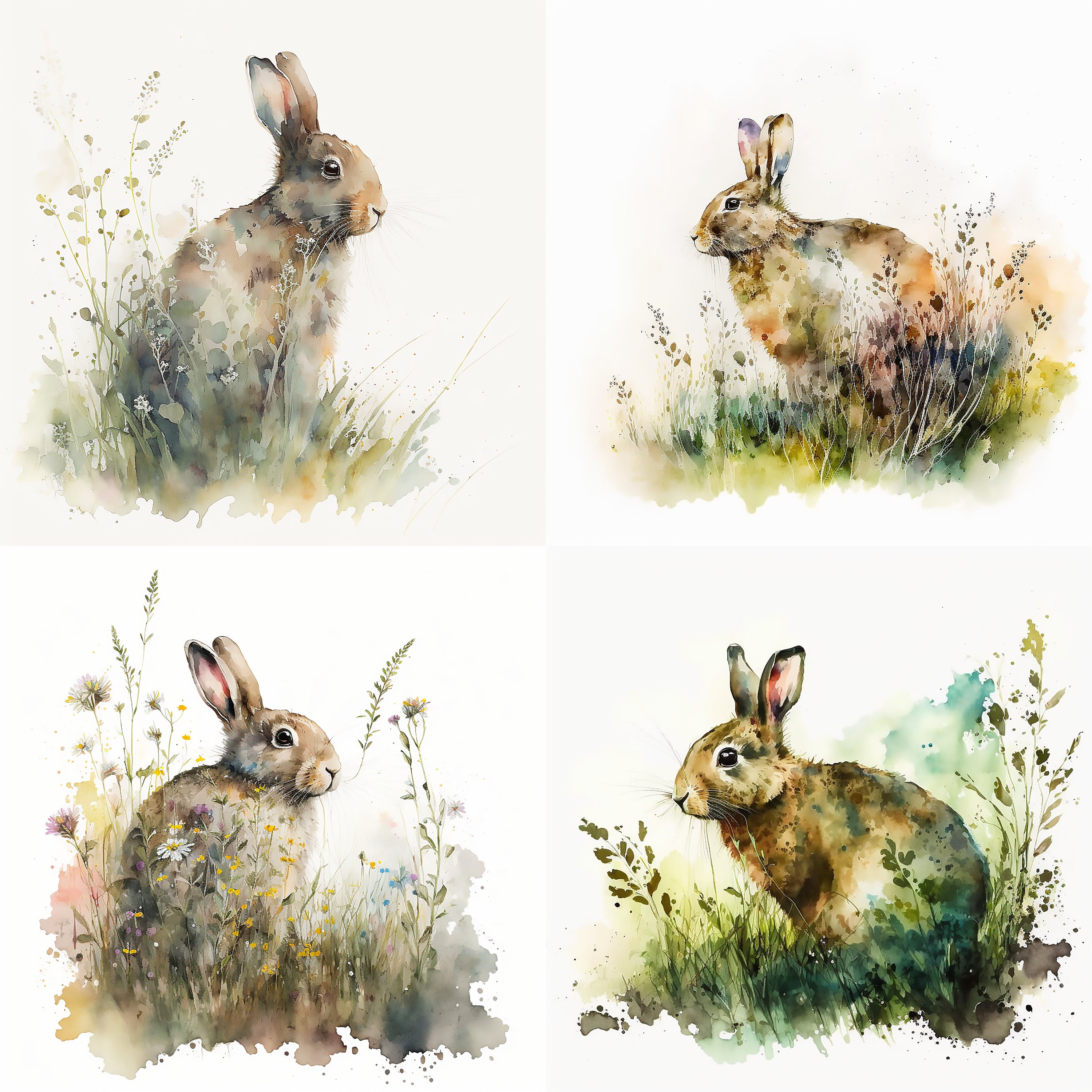 Watercolor Bunny Clipart Clipart Bundle Digital Download - Etsy