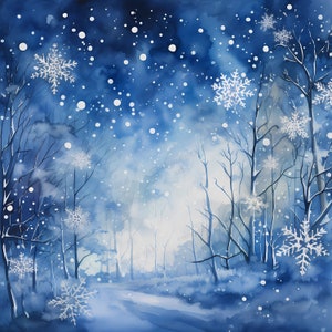 Watercolor Snowy Clipart, Winter Landscape, Winter Scene, Card Making ...