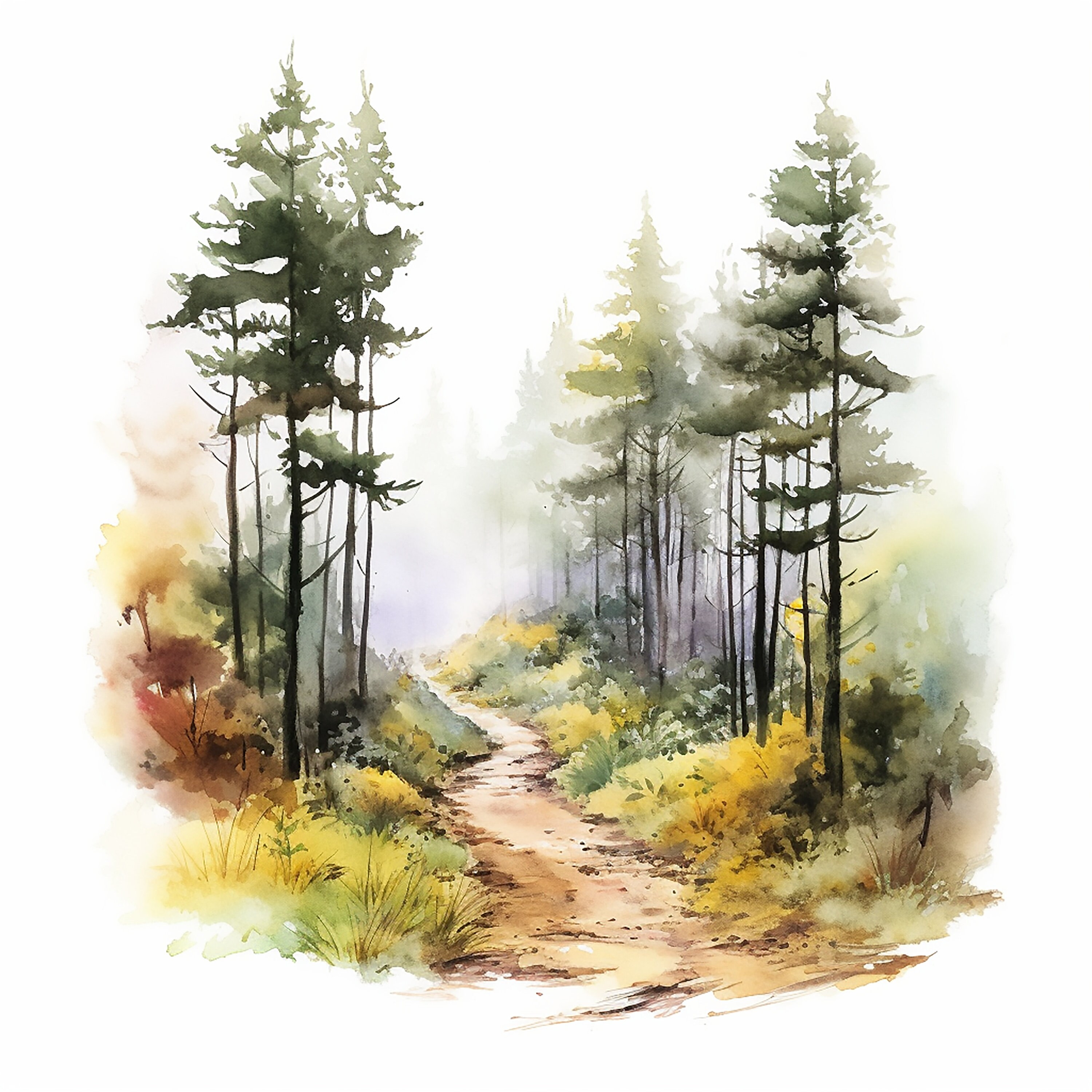 Watercolour Forest Path Clipart Bundle Landscape Clipart - Etsy Australia