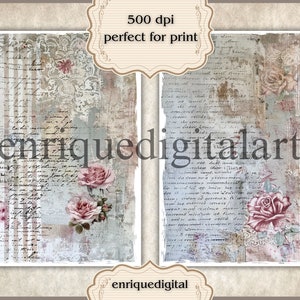 Soft Roses Vintage Digital Papers, Paper Crafting, Digital Download ...
