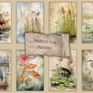 Junk Journal Pages, Vintage Pond Pages, Scrapbooking Paper, Junk ...