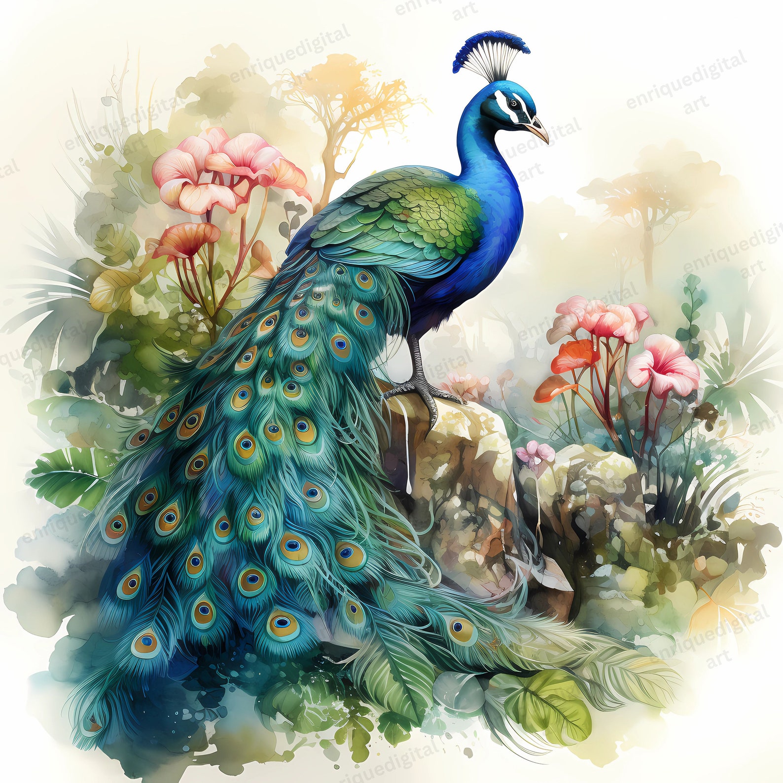 Watercolor Peacock Clipart, Australian Animals, Card Making, Paper ...