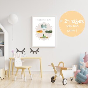 Seasons and Months of the Year, Kids Wall Decor, Montessori Wall Decor ...