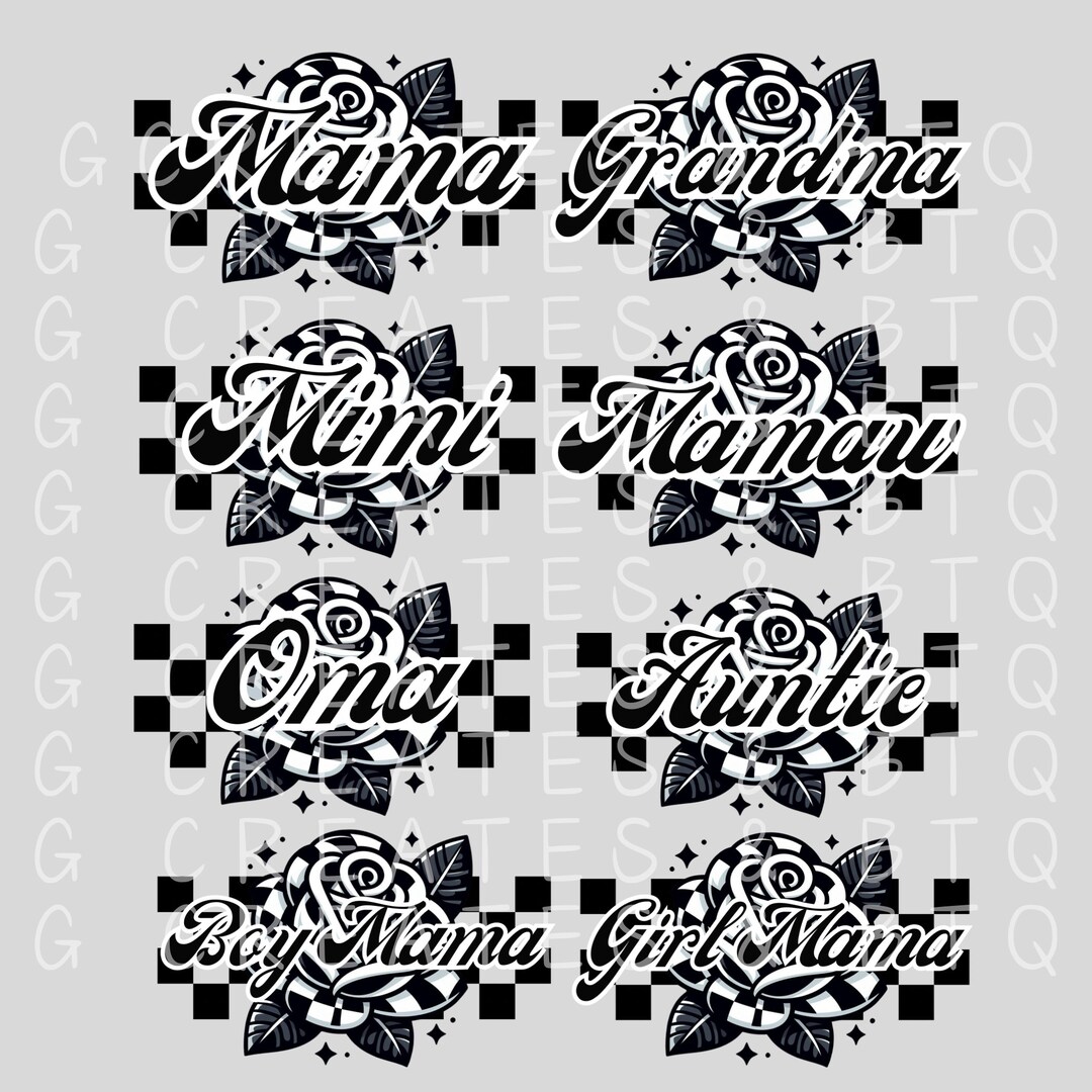 Mama, Mimi, Grandma, Oma, Auntie, Checkered PNG File, Checkered Rose ...