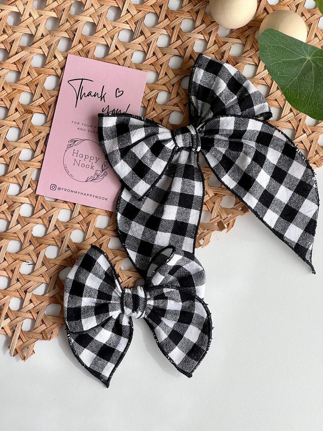 Classic Black and White Gingham Fable Bow, Fall Gingham Fable Bow ...