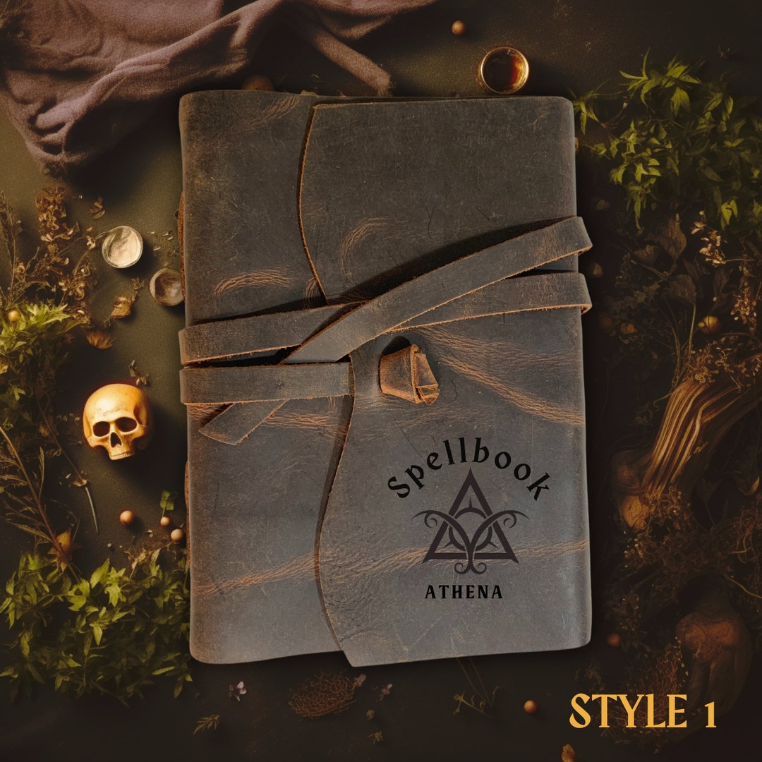 Spellbook, Personalized Leather Journal, Vintage Spell Book Gift ...