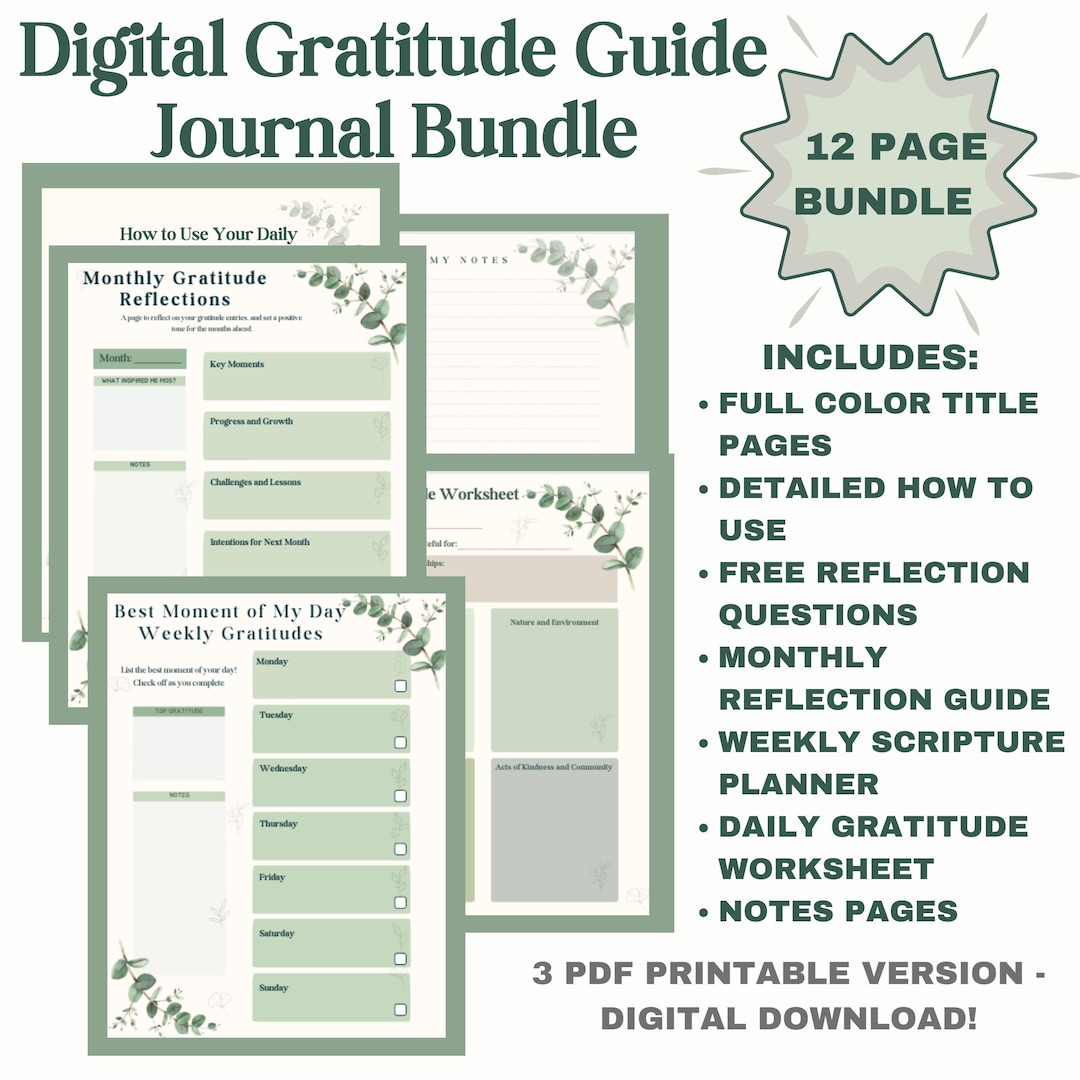 Digital Gratitude Journal, Goodnotes Gratitude Template, Printable ...