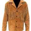 Men's Western Brown Buckskin Suede Leather Fringe Beaded Jacket WBJ11 ...