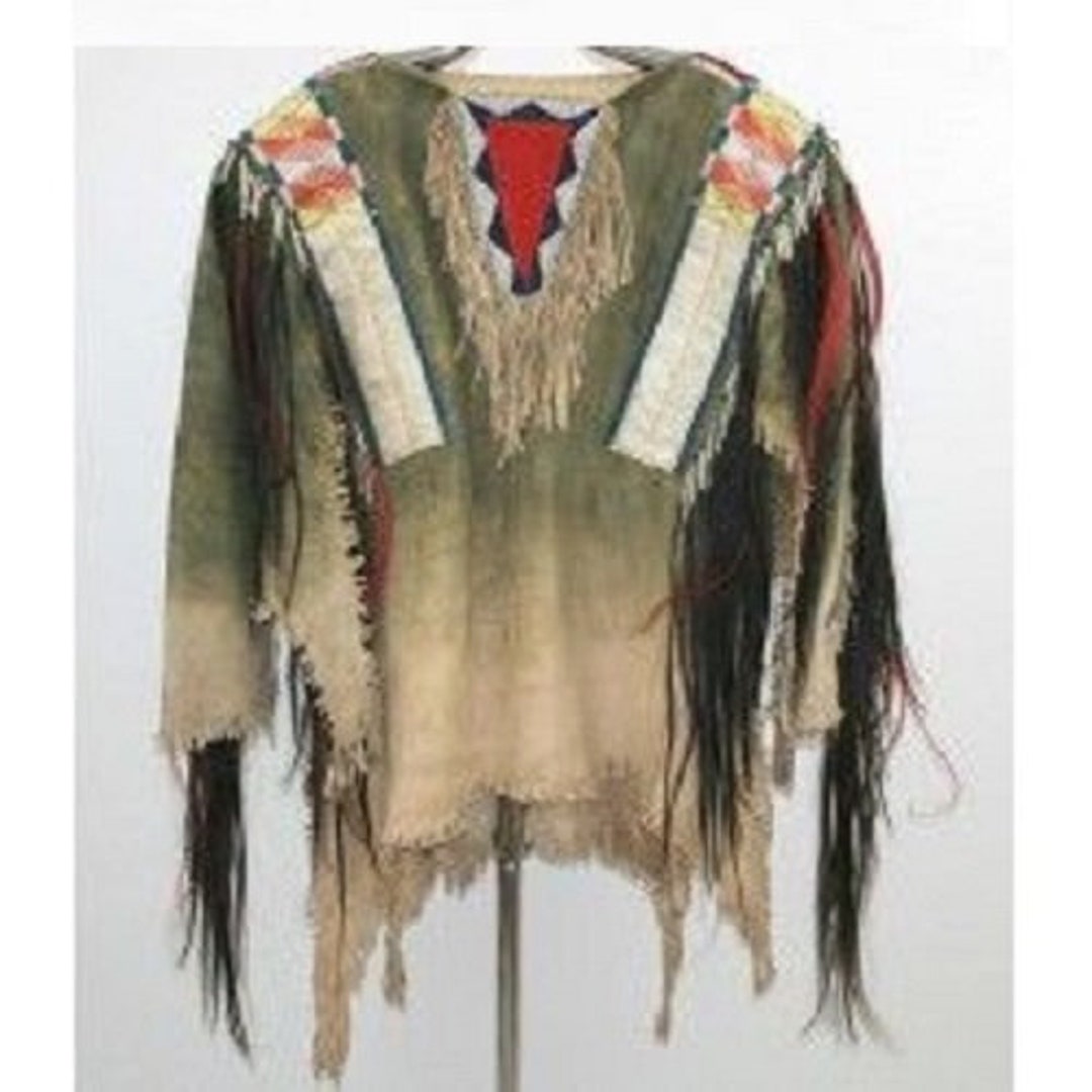 Old Native Style Buckskin Hide Powwow Regalia Handmade Beaded War Shirt ...