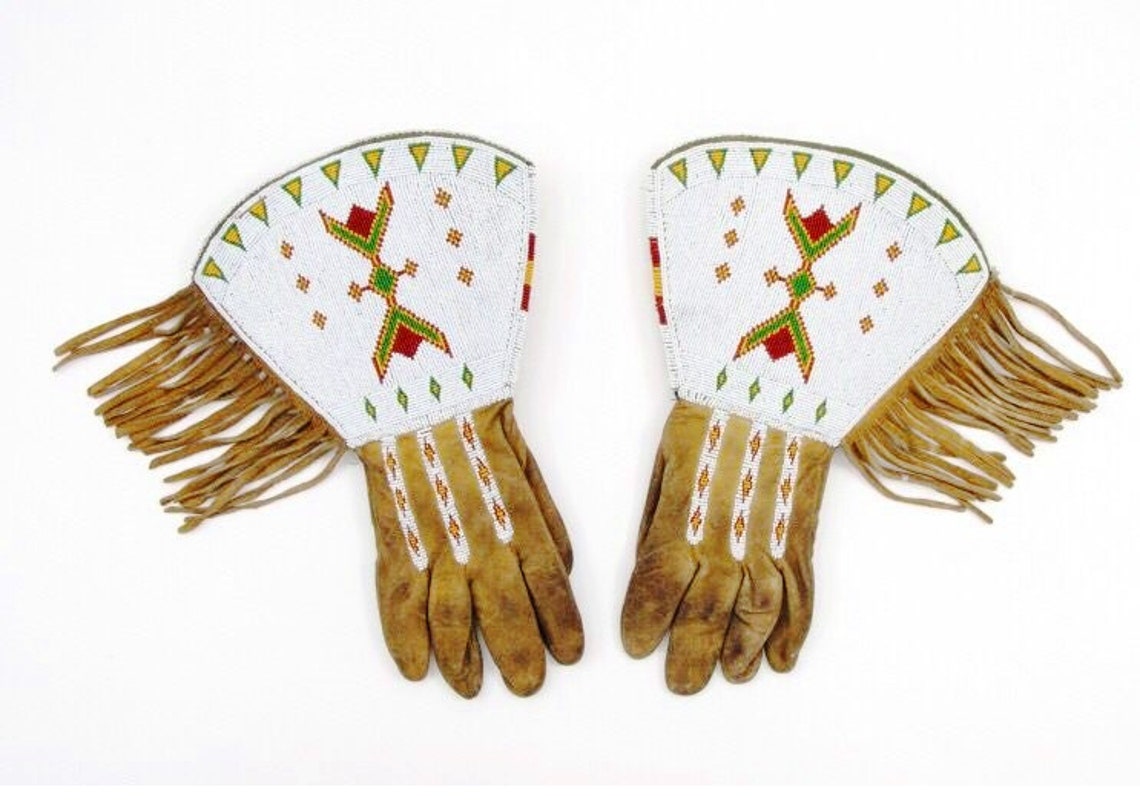 Native American Powwow Regalia Handmade Beaded Gloves PGV35 - Etsy