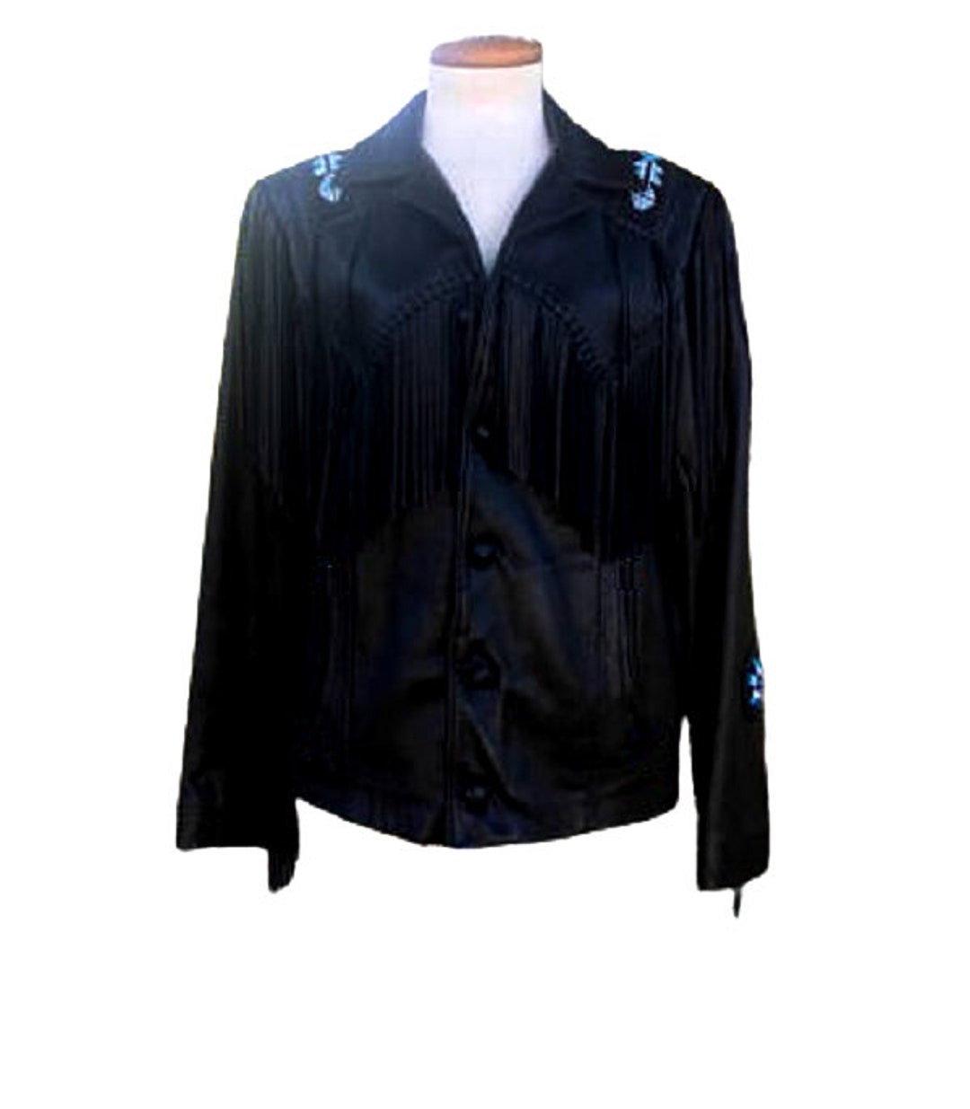 Men's Western Black Buckskin Leather Fringe Beaded Jacket WBL188 - Etsy