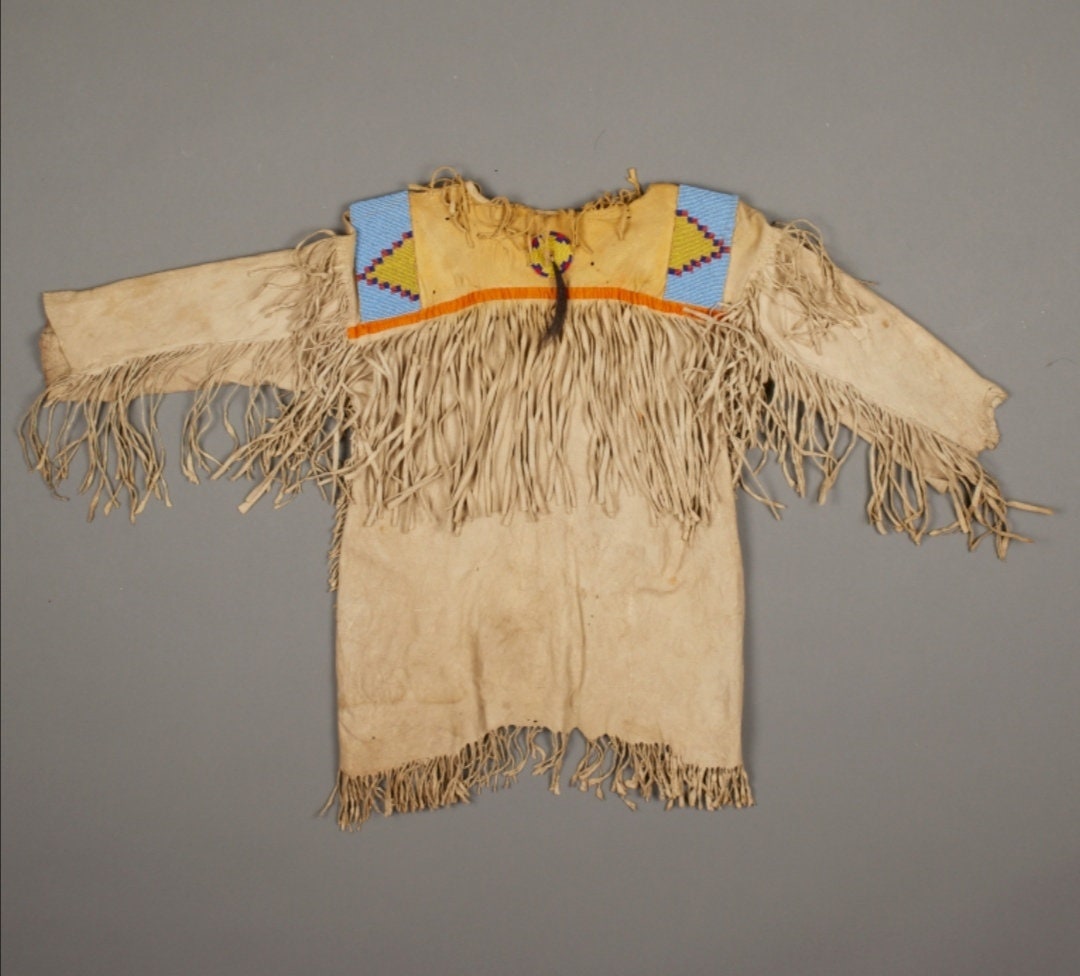 Old Native Style Buffalo Hide Powwow Regalia Handmade Beaded War Shirt ...