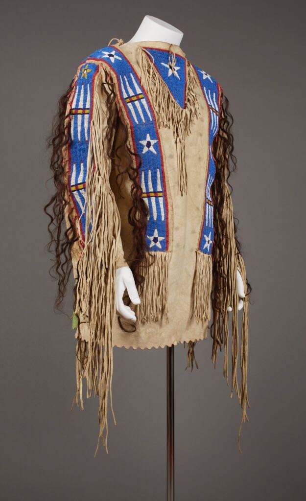 Old Native Style Buckskin Hide Powwow Regalia Handmade Beaded War Shirt ...