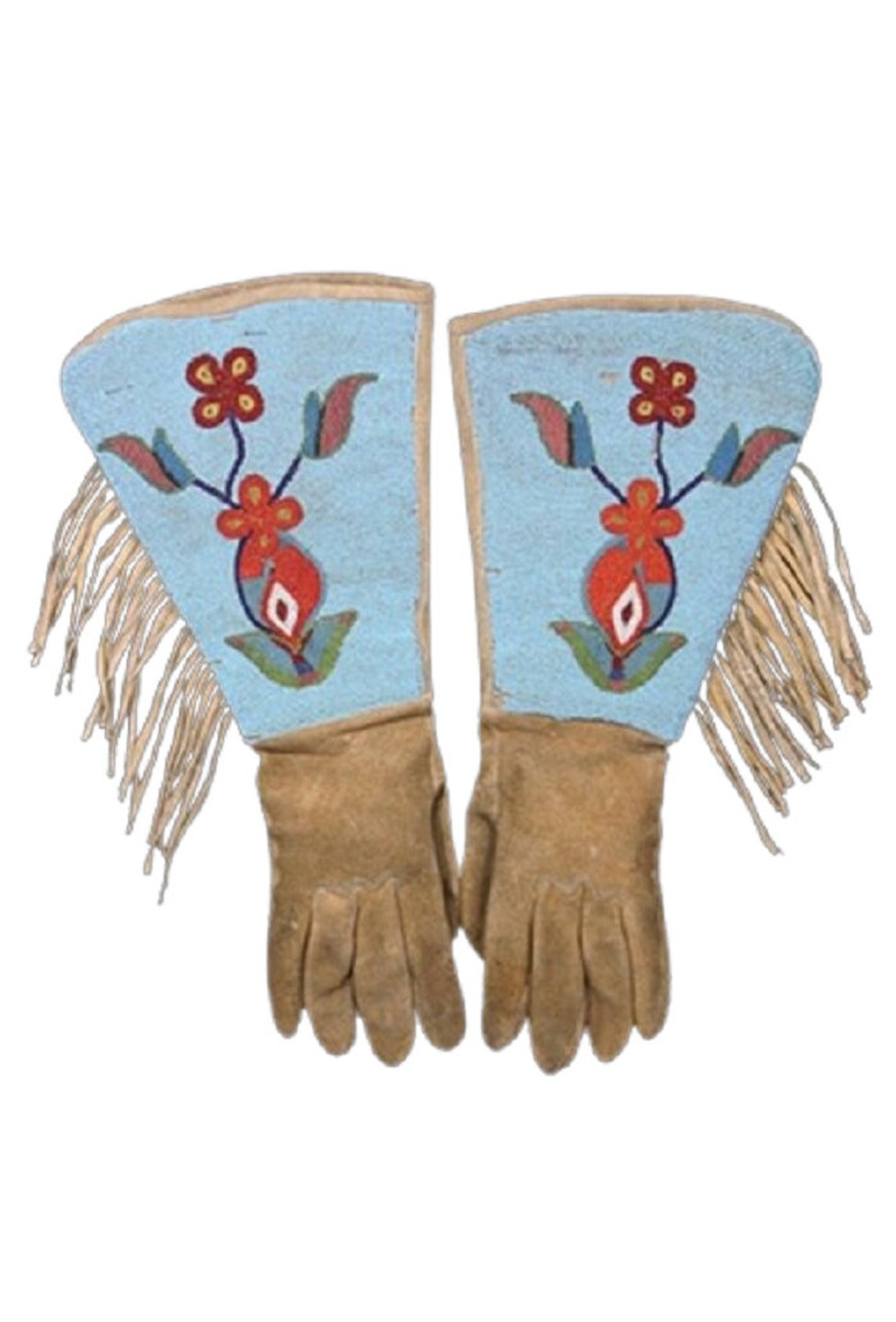 Old Native American Style Buffalo Hide Powwow Regalia Handmade Beaded ...