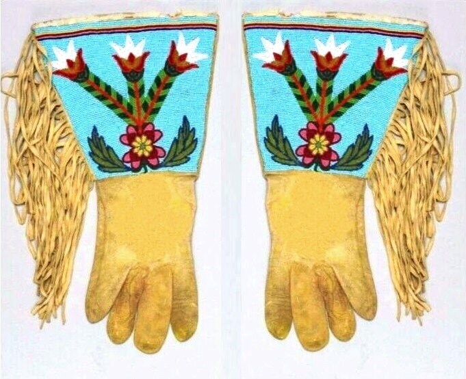 Old Native American Style Buffalo Hide Powwow Regalia Handmade Beaded ...