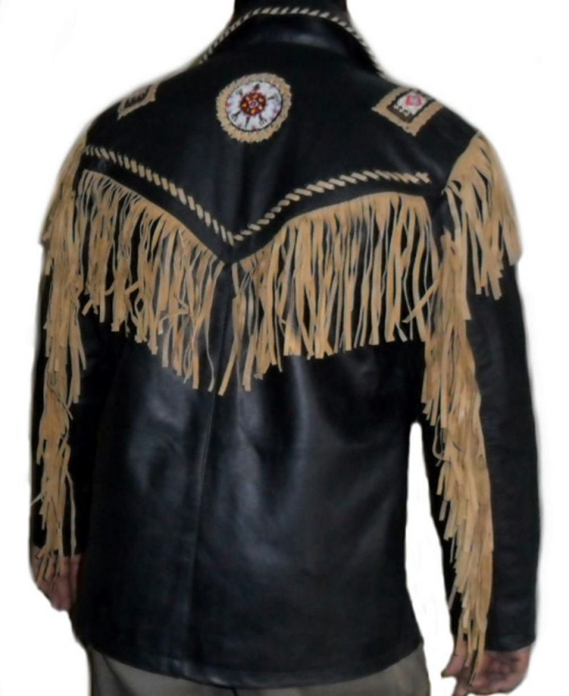 Men's Western Black Buckskin Leather Fringe Beaded Jacket WBL30 - Etsy