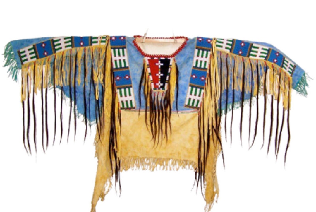Old Native Style Buckskin Hide Powwow Regalia Handmade Beaded War Shirt ...