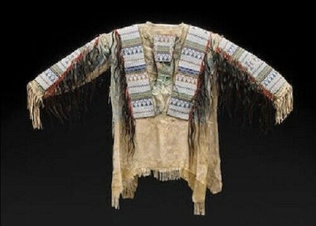 Old Native Style Buffalo Hide Powwow Regalia Handmade Beaded War Shirt ...