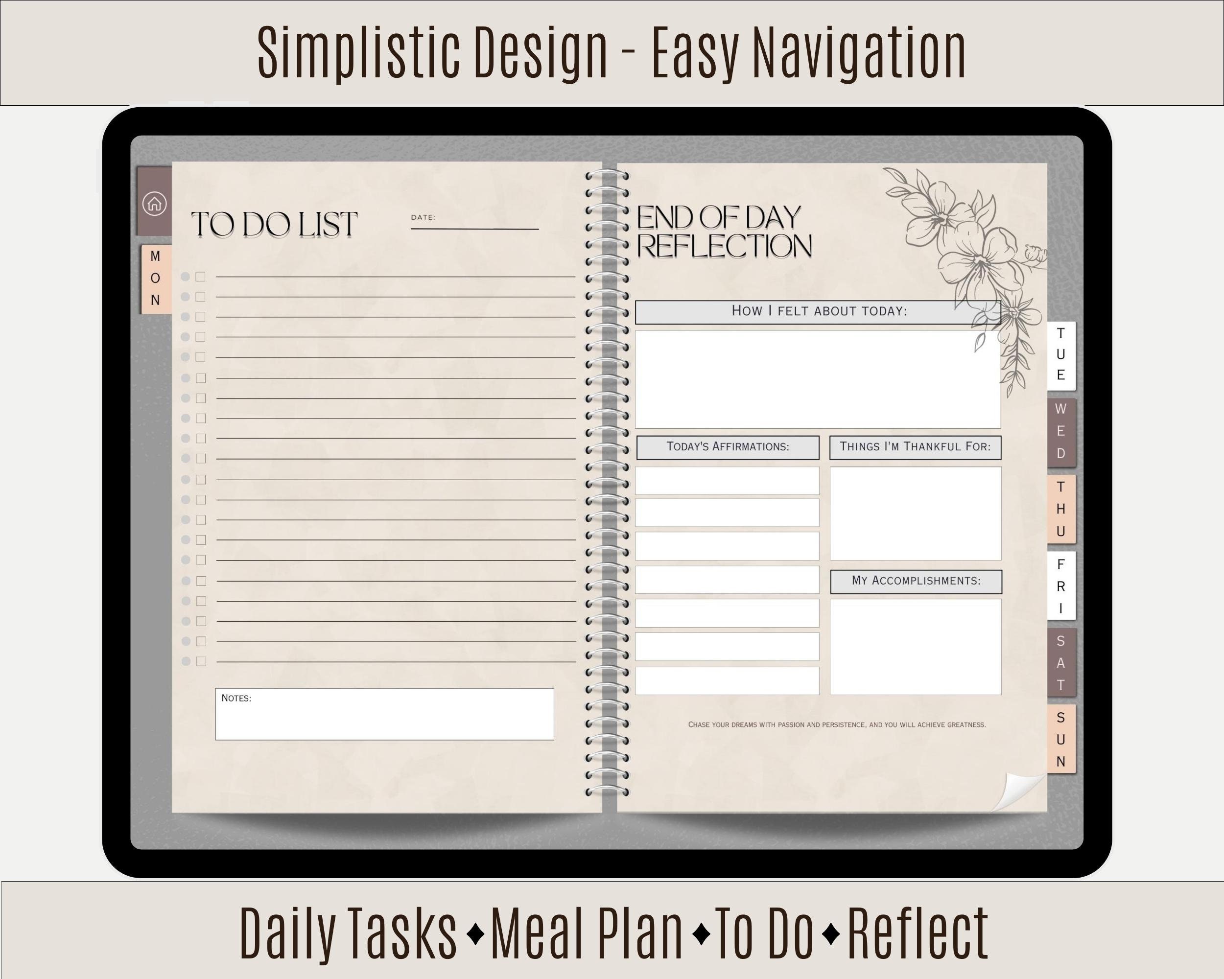 Digital Daily Planner, Printable Pages, Simple Design, Daily Schedule ...