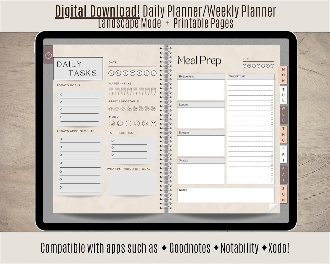 Digital Daily Planner, Printable Pages, Simple Design, Daily Schedule ...