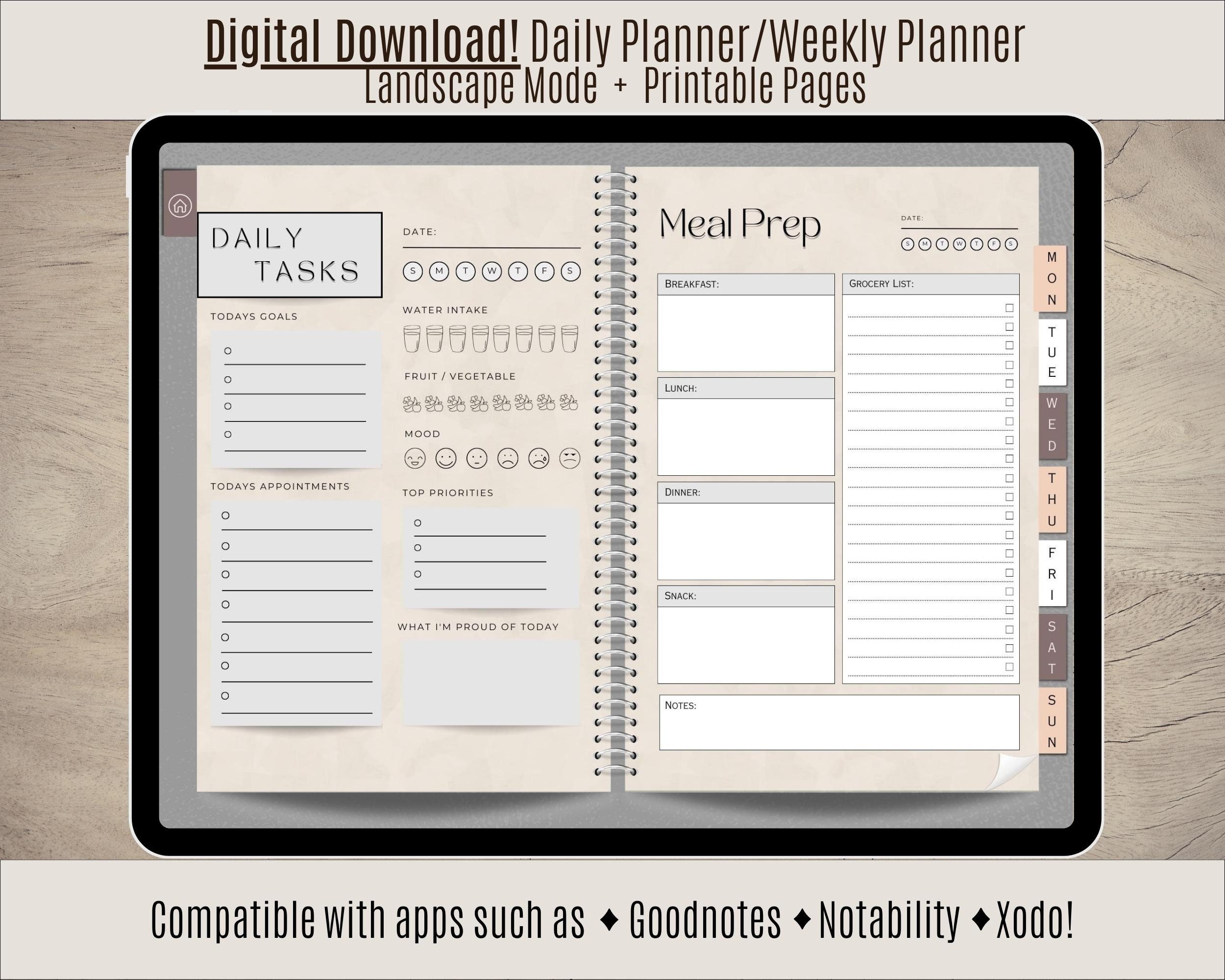 Digital Daily Planner, Printable Pages, Simple Design, Daily Schedule ...