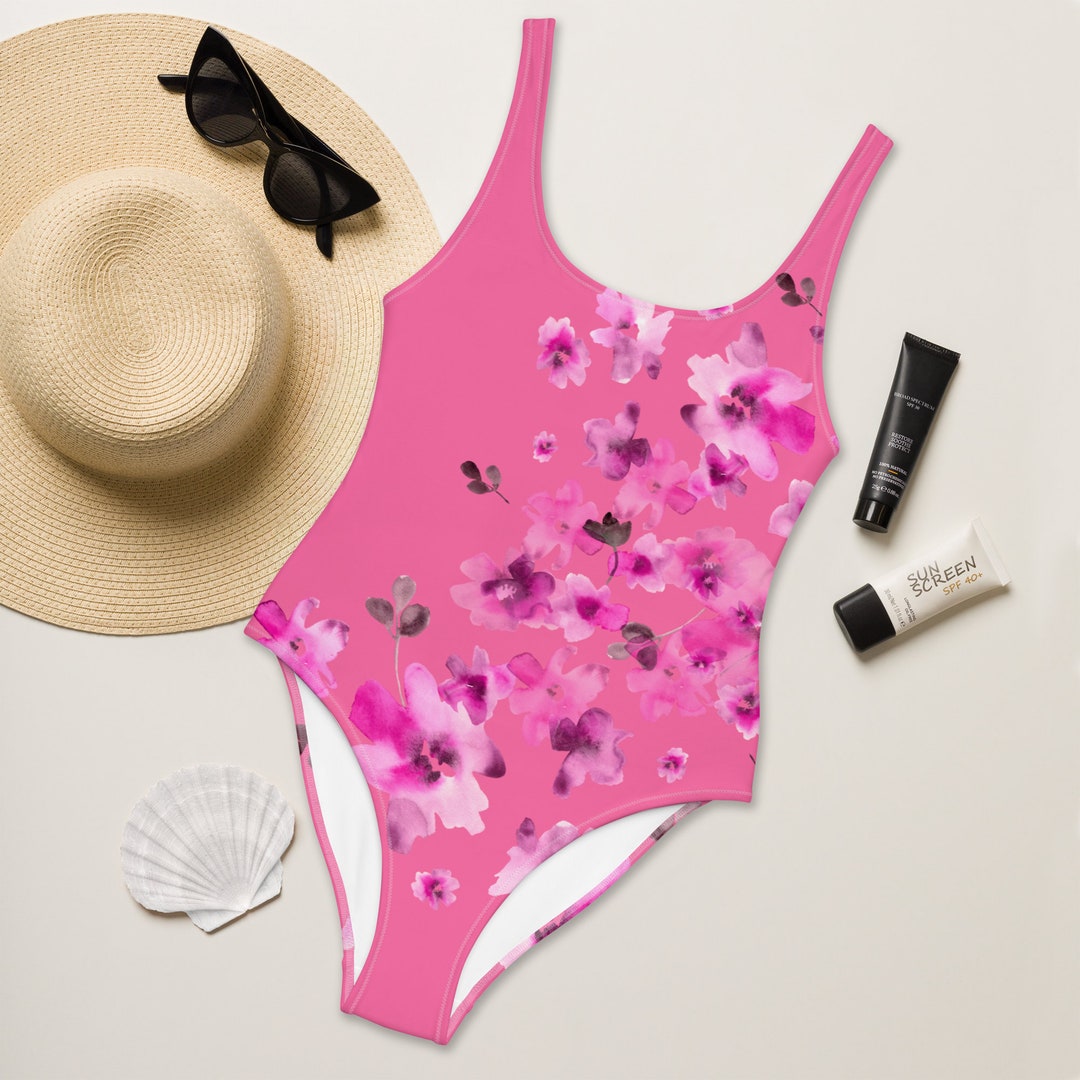 Erocosta Pink Flowers One-piece Swimsuit - Etsy