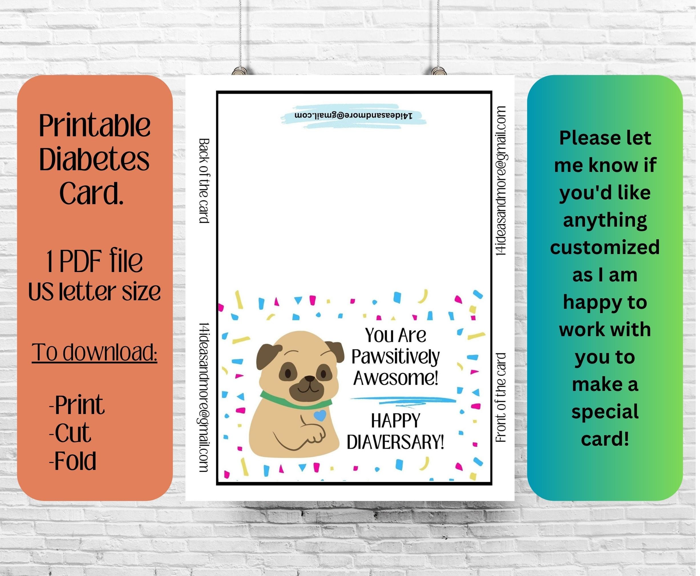 Happy Diaversary (diabetes) Pug Greeting Card - Etsy