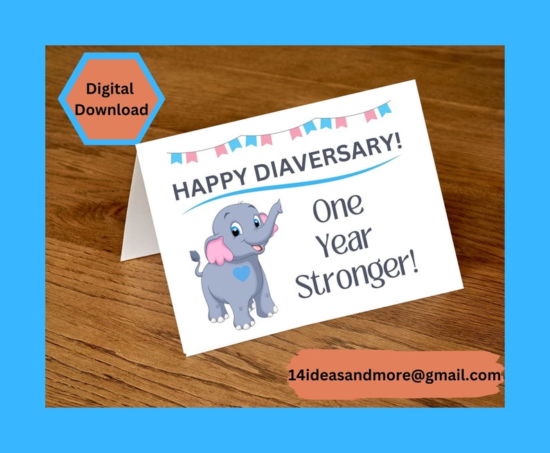 Happy Diaversary (diabetes) Elephant Greeting Card - Etsy