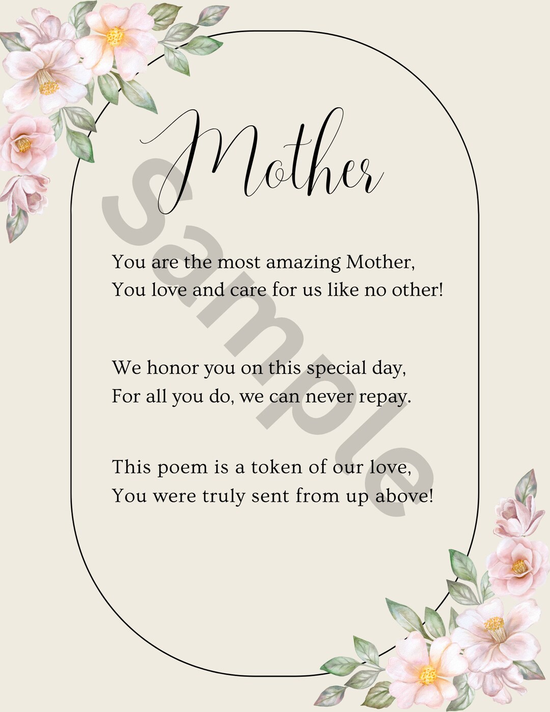 Generic Mother's Day Poem - Etsy