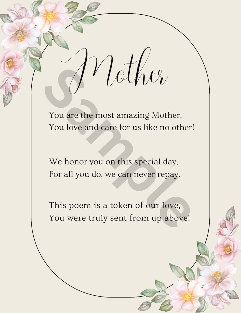Generic Mother's Day Poem - Etsy