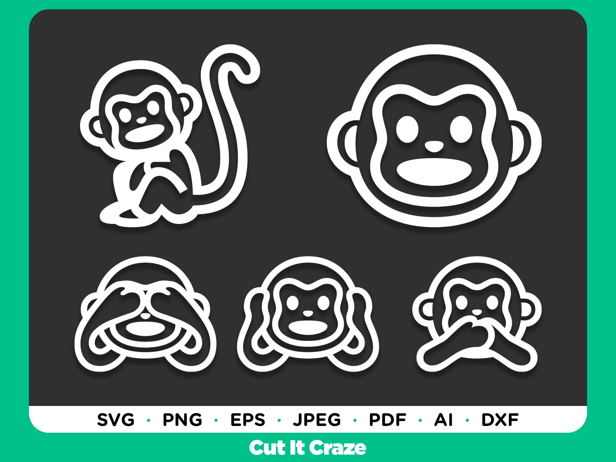Emoji Monkey / SVG Cut File for Cricut, Clipart, T-shirt, Silhouette ...