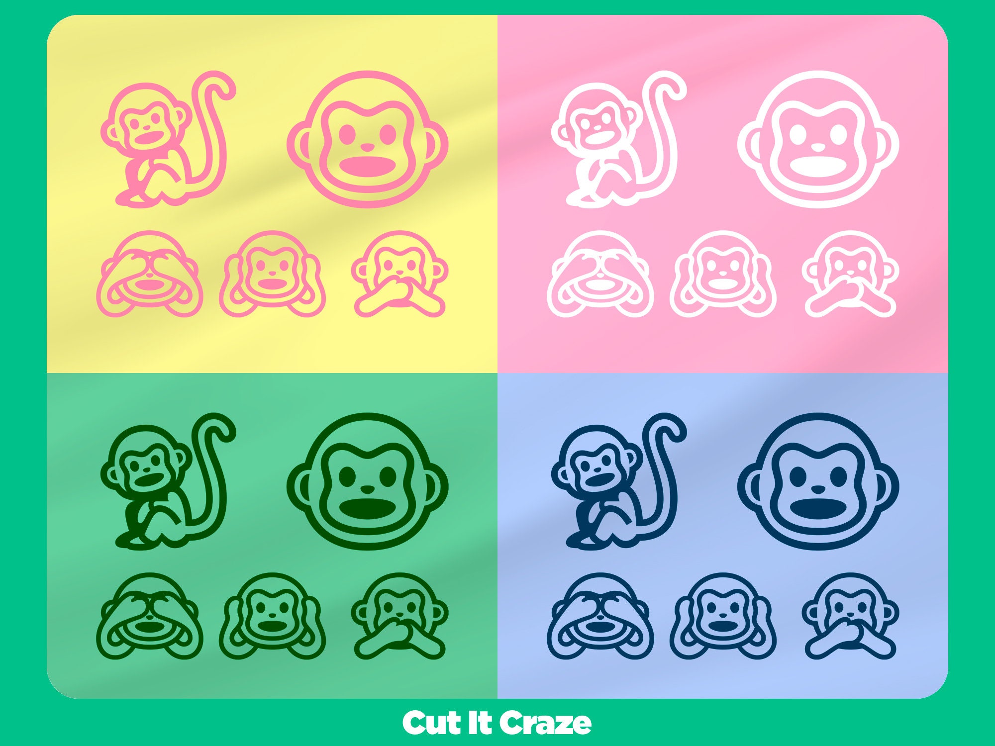 Emoji Monkey / SVG Cut File for Cricut, Clipart, T-shirt, Silhouette ...