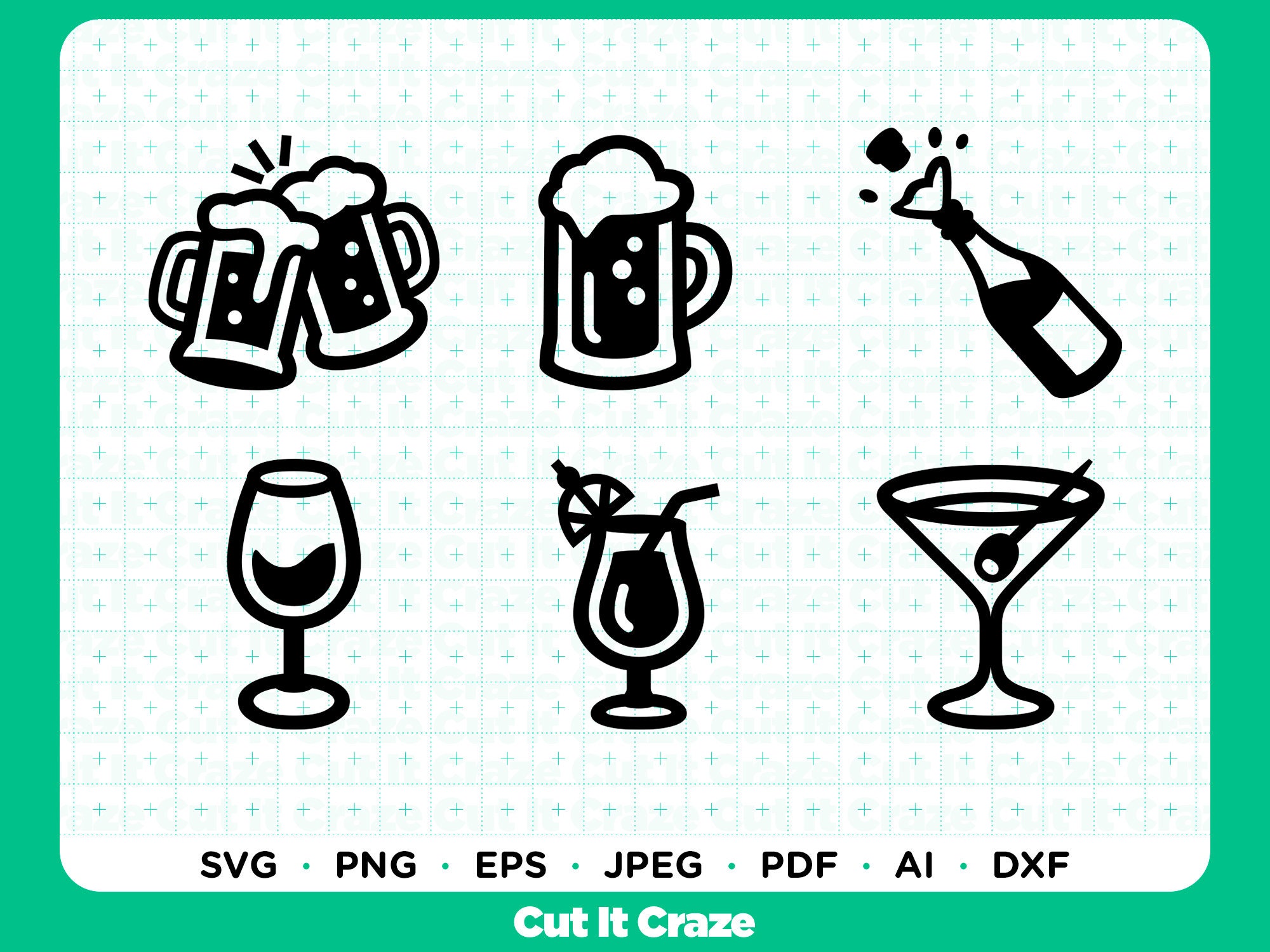 Emoji Alcoholic Drinks / SVG Cut File for Cricut, Clipart, T-shirt ...