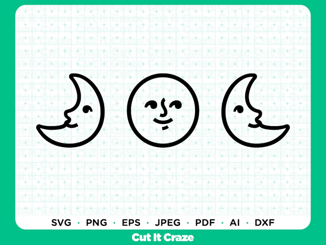 Emoji Moon / SVG Cut File for Cricut, Clipart, Night, Sleep, T-shirt ...