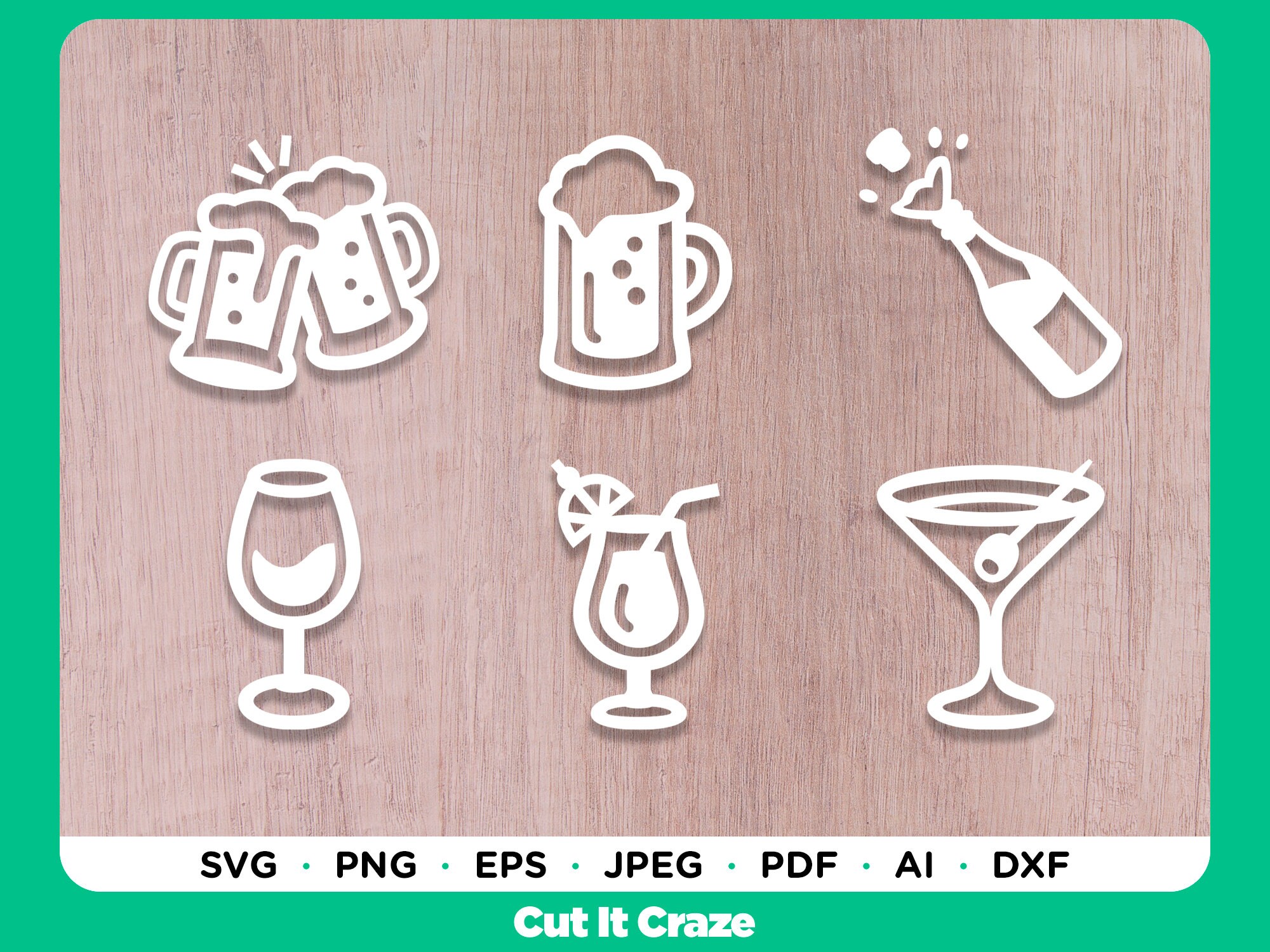 Emoji Alcoholic Drinks / SVG Cut File for Cricut, Clipart, T-shirt ...