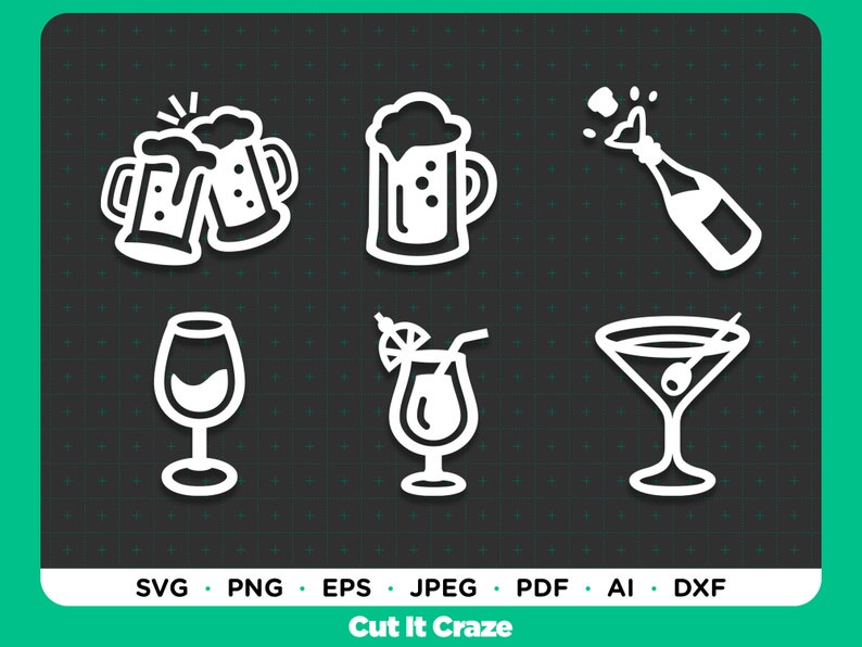Emoji Alcoholic Drinks / SVG Cut File for Cricut, Clipart, T-shirt ...