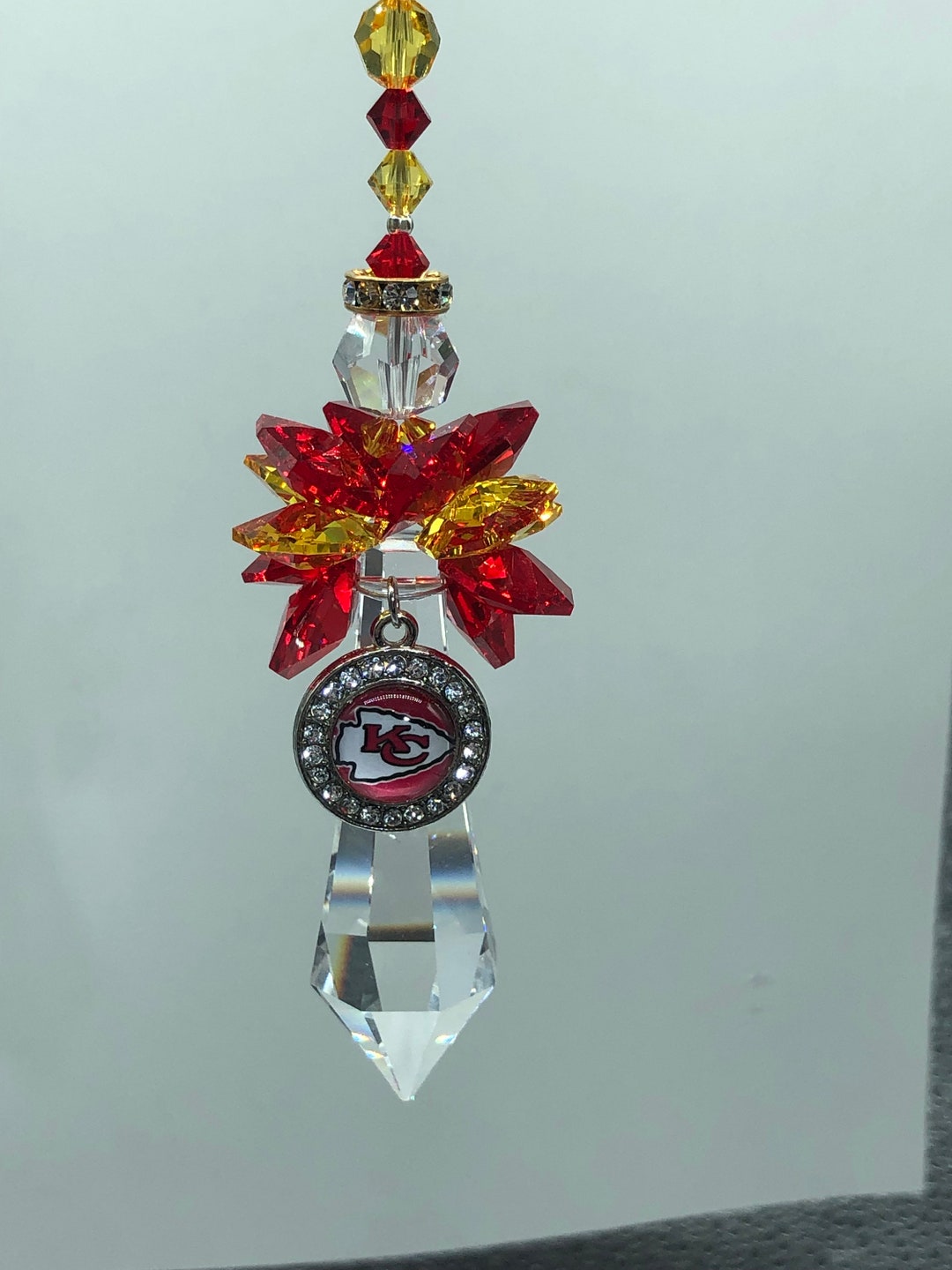 Kansas City Chiefs Crystal Suncatcher, Car Mirror Charm, Rainbow Maker ...