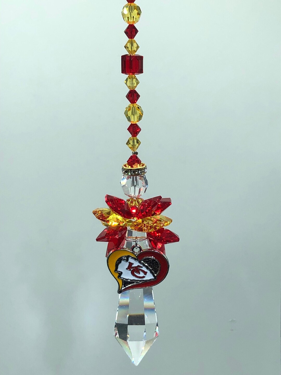 Kansas City Chiefs Crystal Suncatcher, Car Mirror Charm, Bling, Rainbow ...