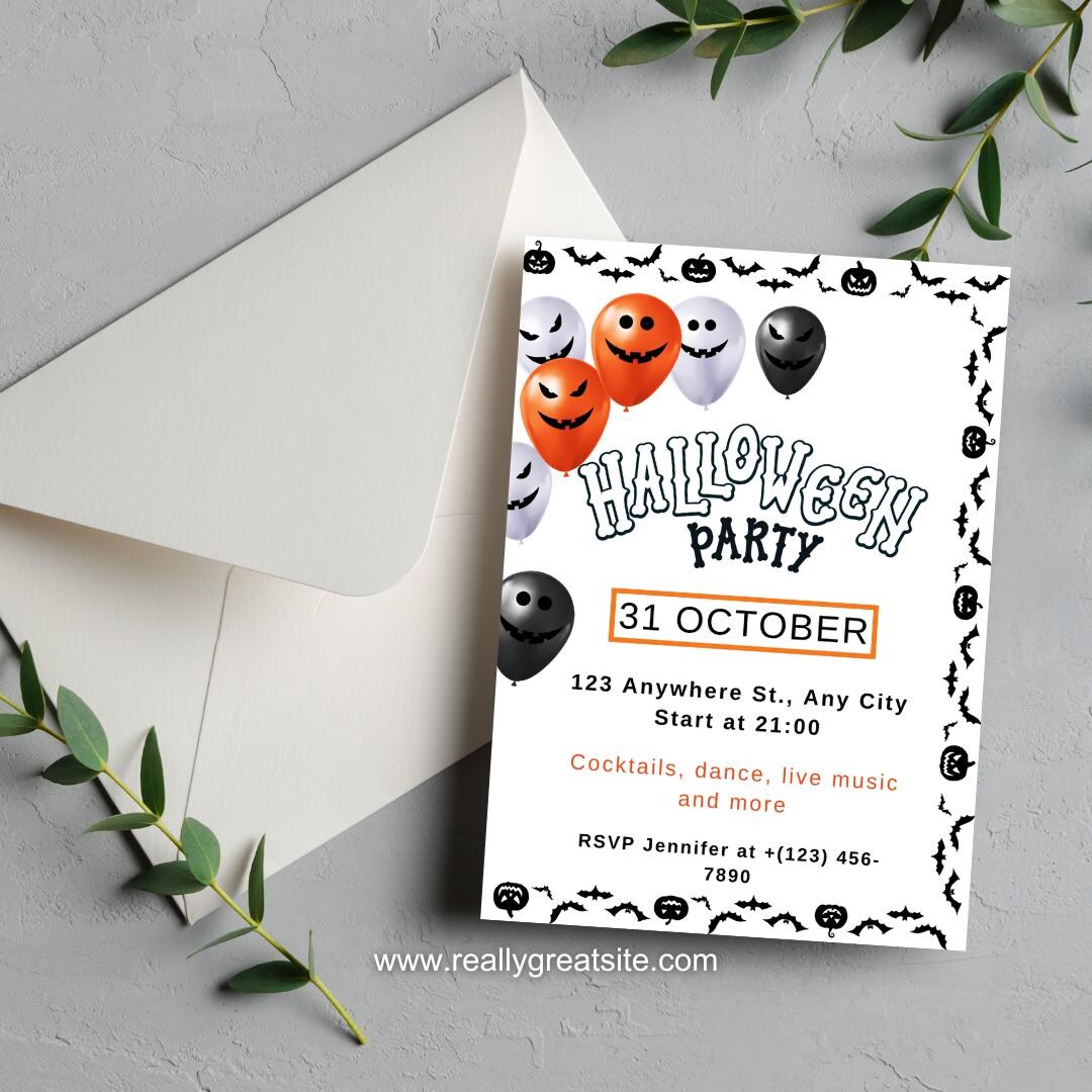 Editable Halloween Birthday Invitation, Halloween Ghost Invitation ...