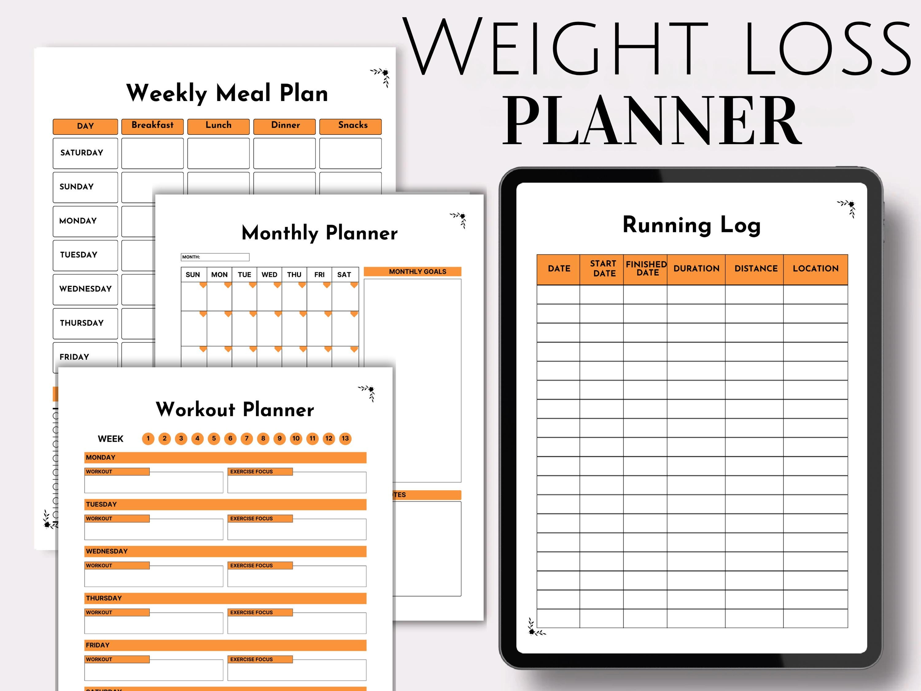 Weight Loss Planner: Fitness, Meal & Body Measurement Tracker (digital ...