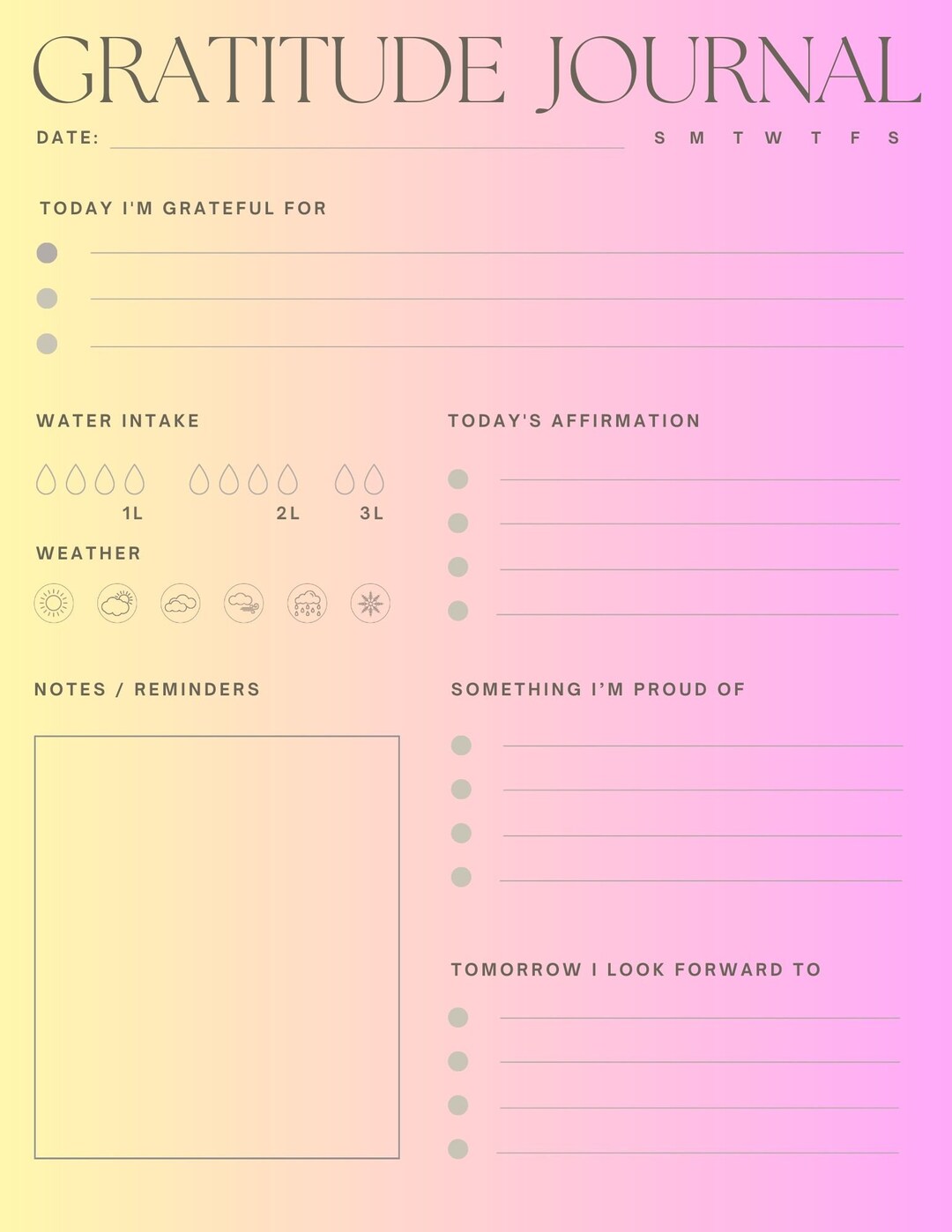 Daily Editable Printables/digitables - Etsy