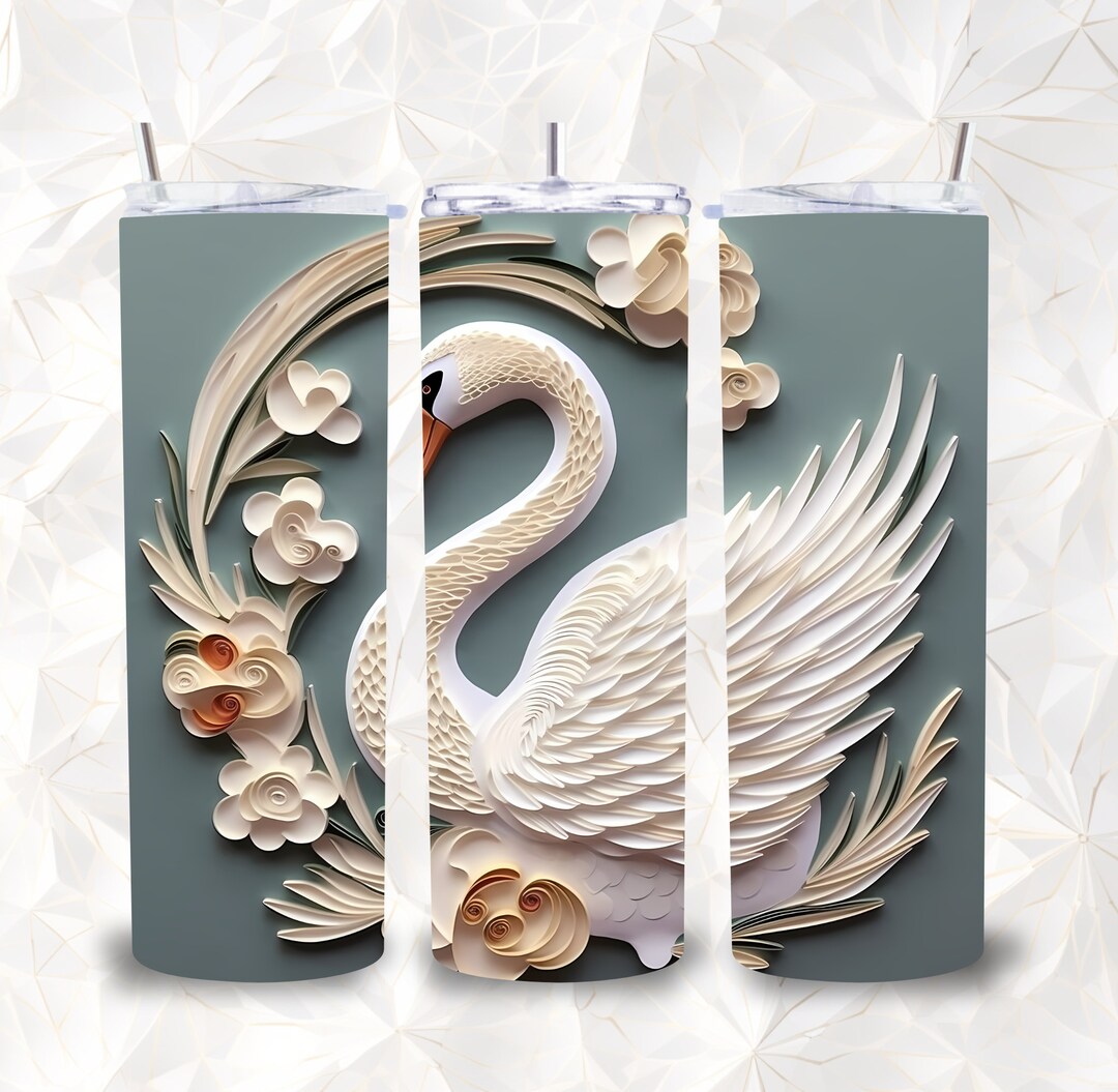 Swan Tumbler Wrap Swan Paper Craft 3D Paper Quilling - Etsy