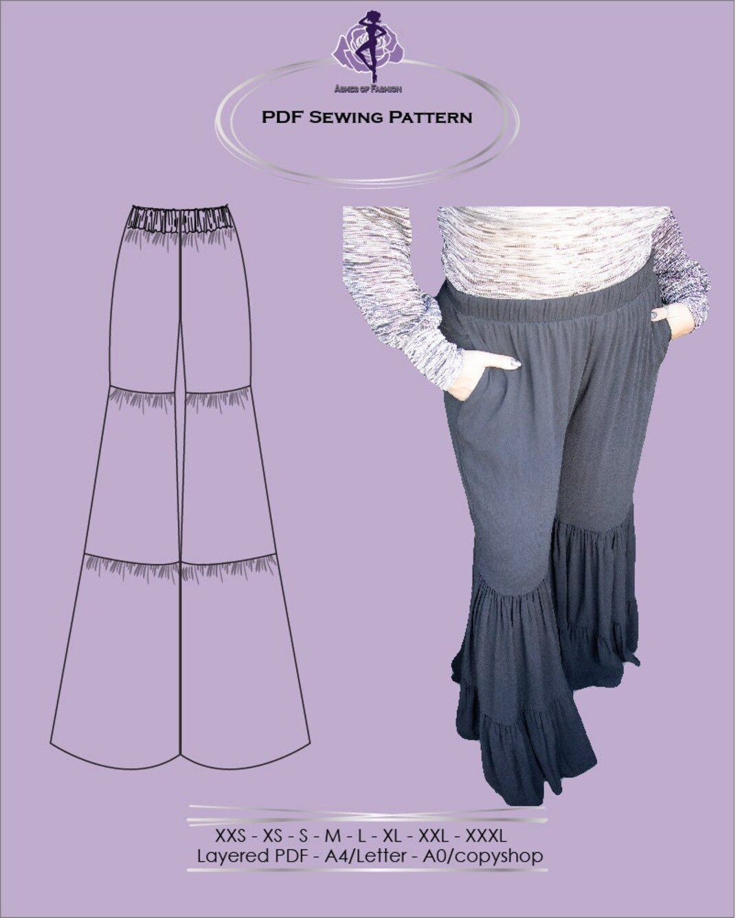 3 Tier Flow Pant - PDF Sewing Pattern - Etsy