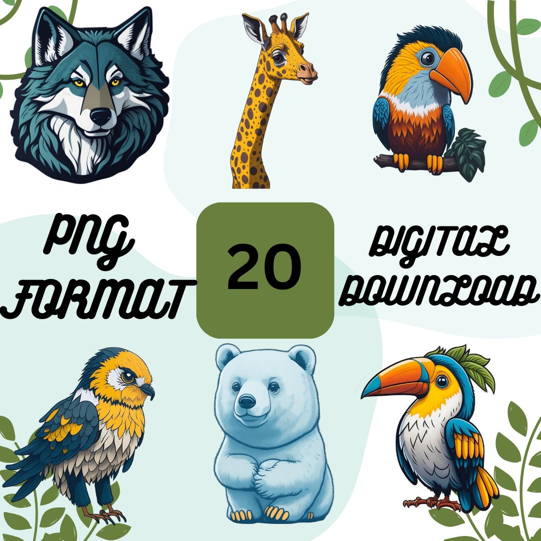20 Printable Zoo Animals Clipart Pack Digital Zoo Cliparts - Etsy New ...