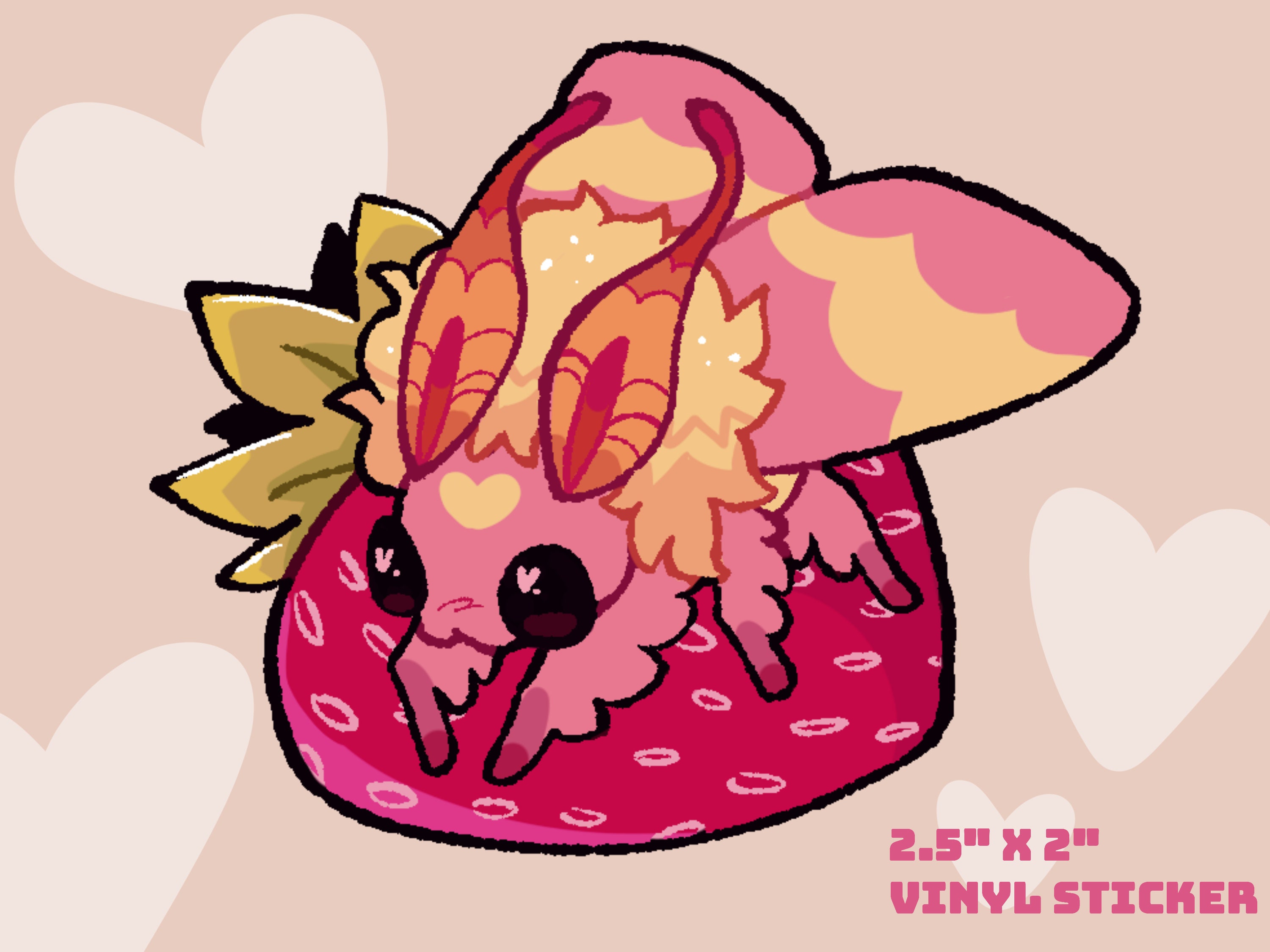 Strawberry Moth | Vinyl Sticker - Etsy