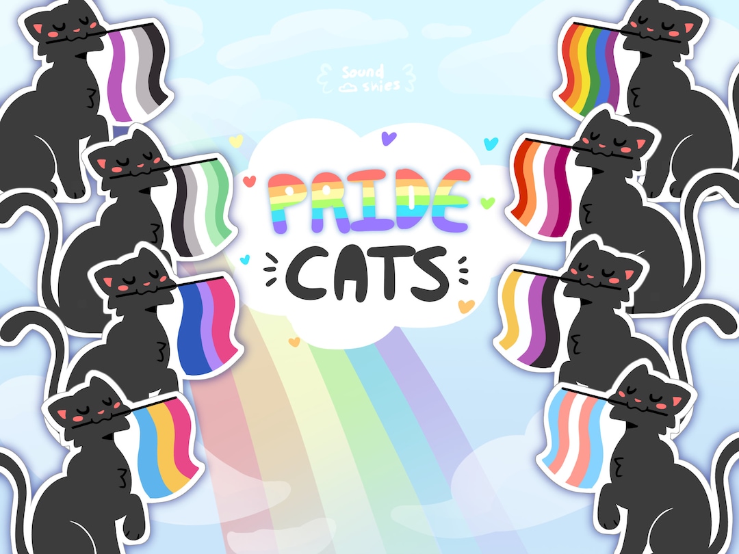 Pride Flag Cats 2.5 X 3 In. Water Resistant Vinyl Sticker - Etsy