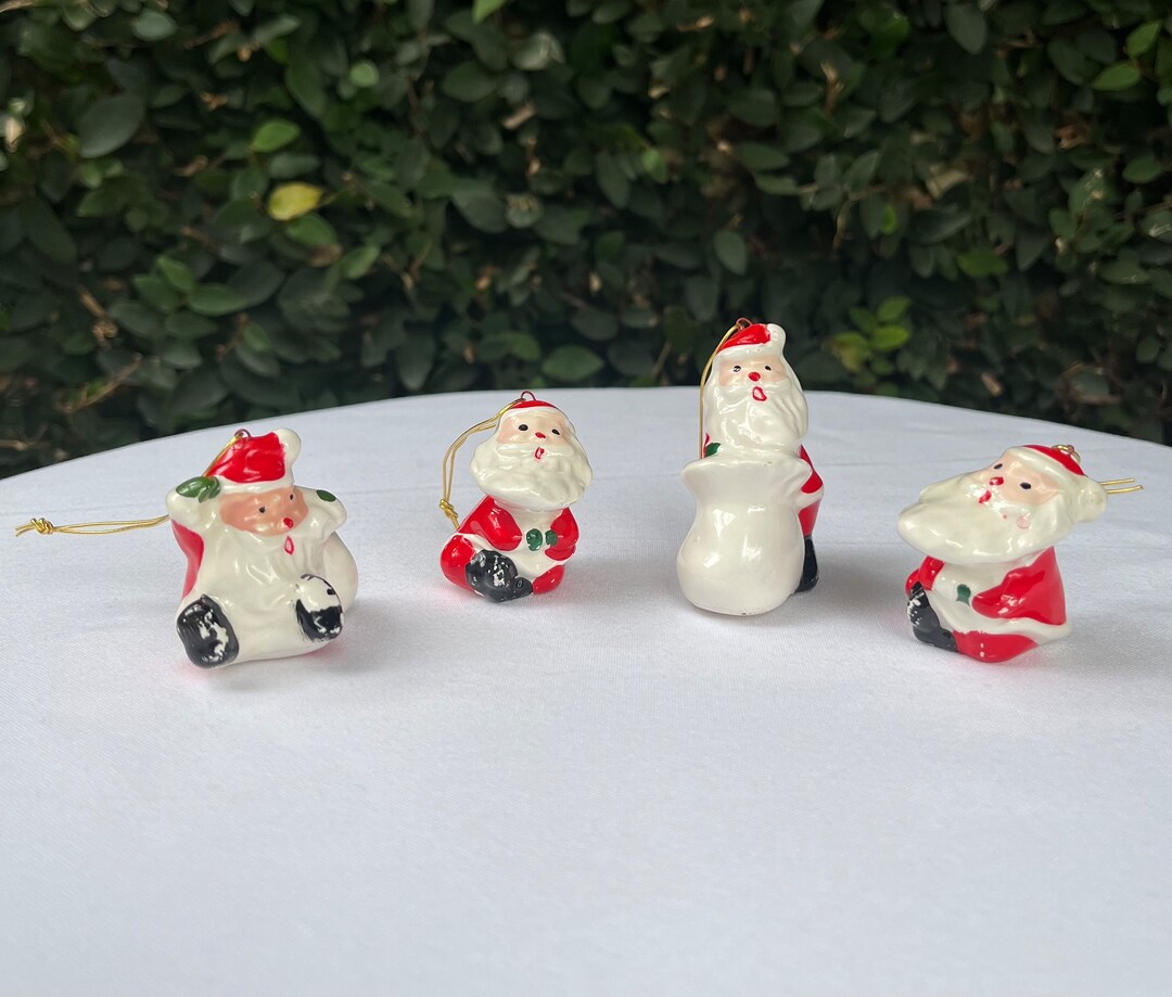 Vintage Ceramic Santa Ornaments Made in Japan Set of 4 - Etsy