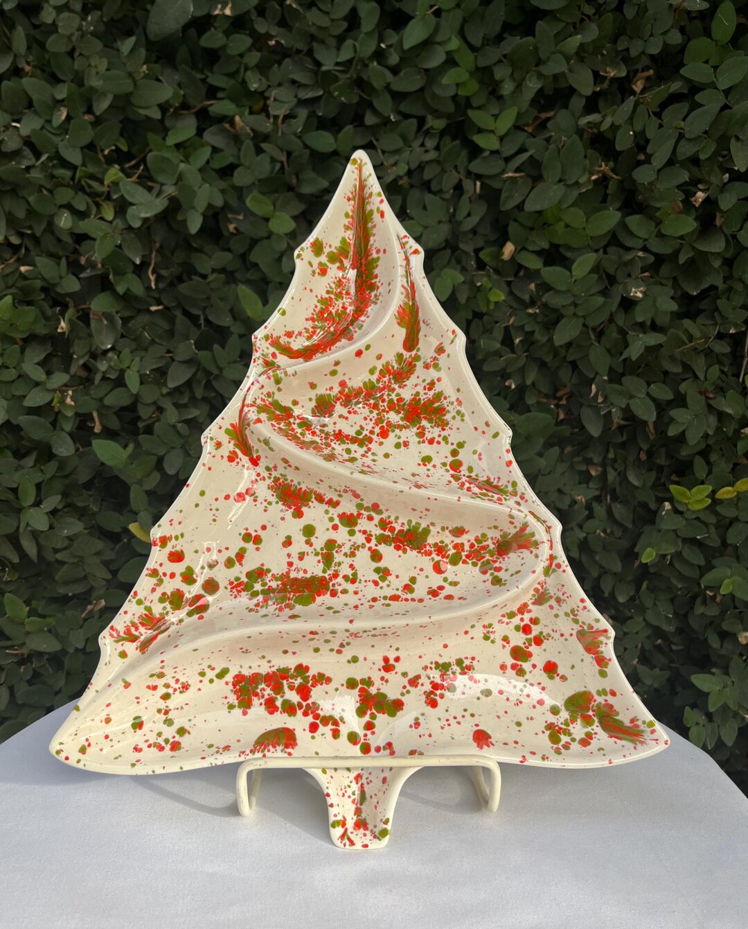 Vintage Ceramic Christmas Tree Serving Platter Hand-painted 1967 - Etsy