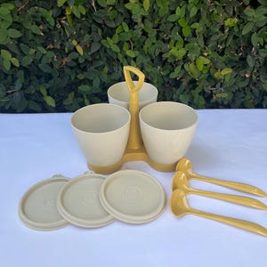 Vintage Tupperware Condiment Caddy With Spoons in Harvest Gold - Etsy